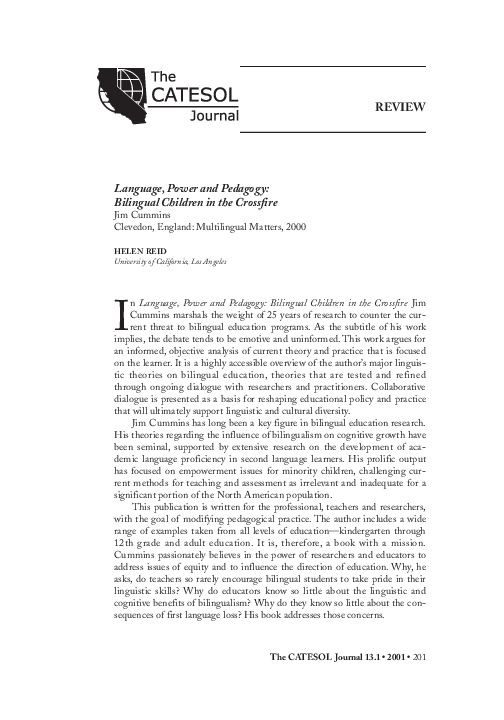 (PDF) Language, Power and Pedagogy: Bilingual Children in the Crossfire