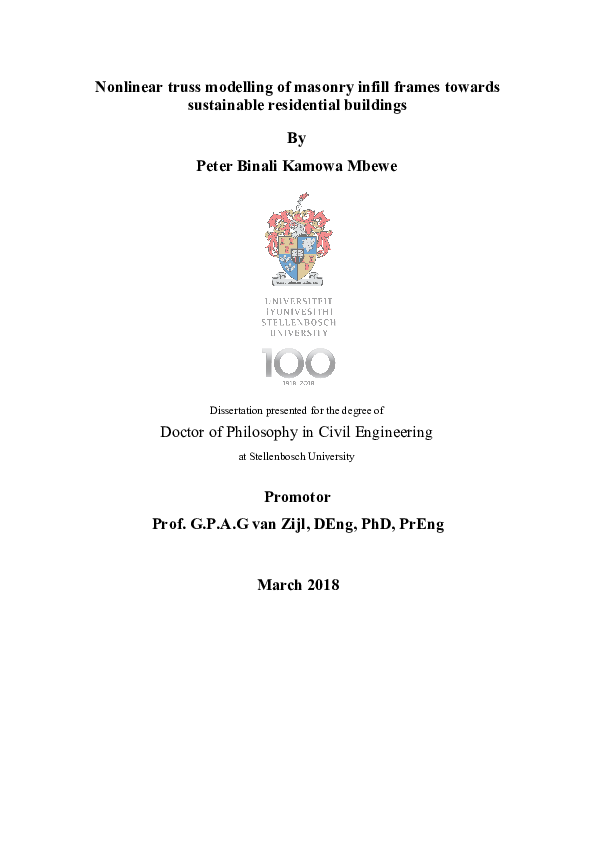 (PDF) Nonlinear truss modelling of masonry infill frames towards ...