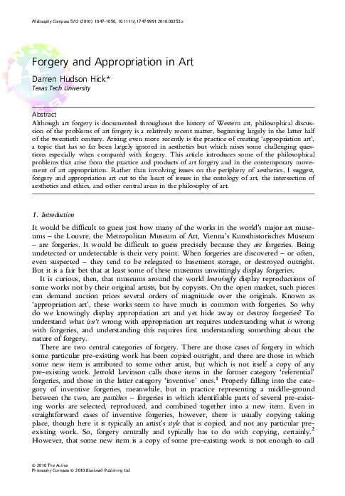 (PDF) Forgery and Appropriation in Art