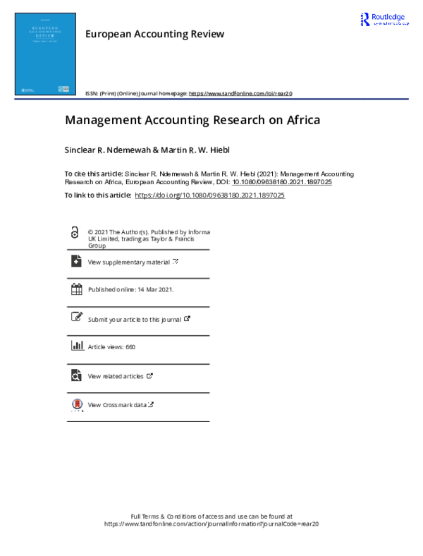 (PDF) Management Accounting Research on Africa