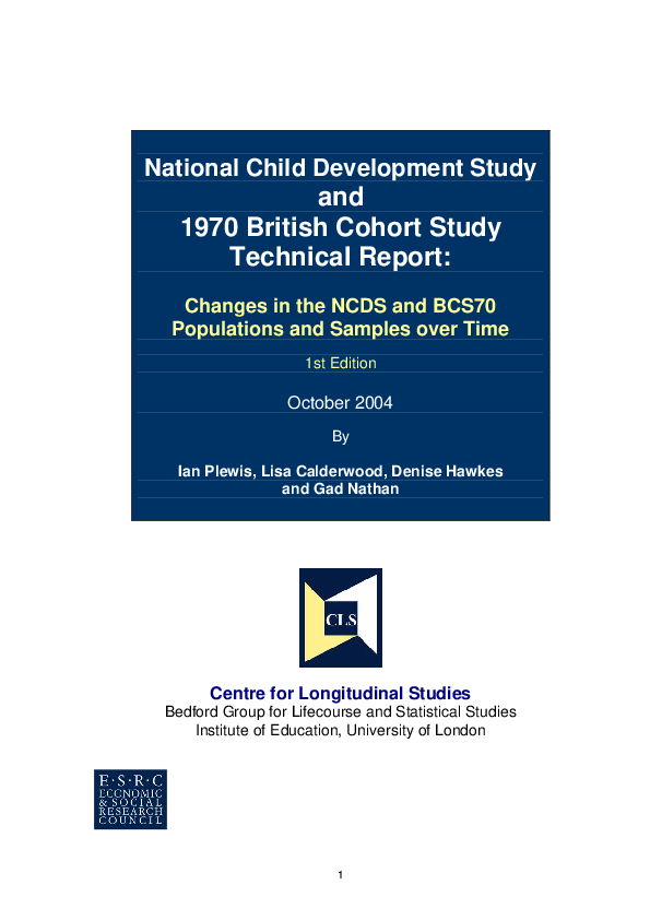 (PDF) National Child Development Study and 1970 British Cohort Study ...