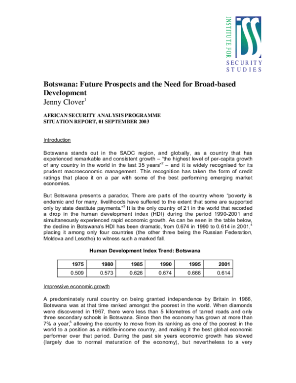 (PDF) Botswana: Future Prospects and the Need for Broad-based Development