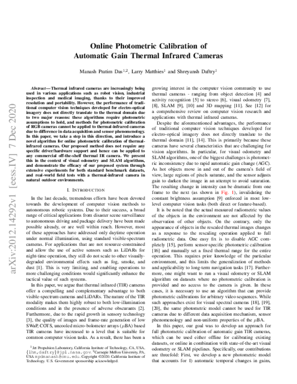 (PDF) Online Photometric Calibration of Automatic Gain Thermal Infrared ...