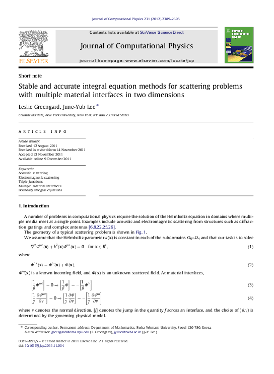 (PDF) Stable and accurate integral equation methods for scattering ...