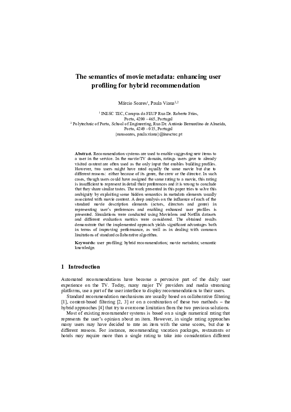 (PDF) The Semantics of Movie Metadata: Enhancing User Profiling for ...