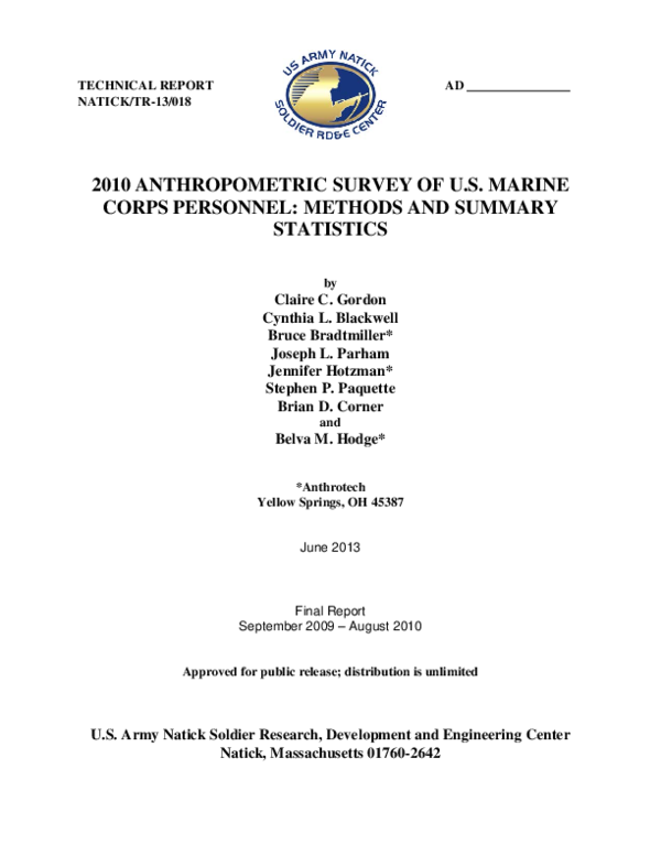 (PDF) 2010 Anthropometric Survey of U.S. Marine Corps Personnel ...