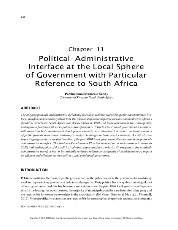 (PDF) Political-Administrative Interface at the Local Sphere of ...