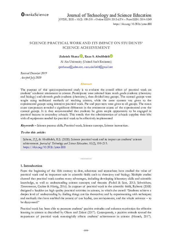 (PDF) Science practical work and its impact on students' science ...