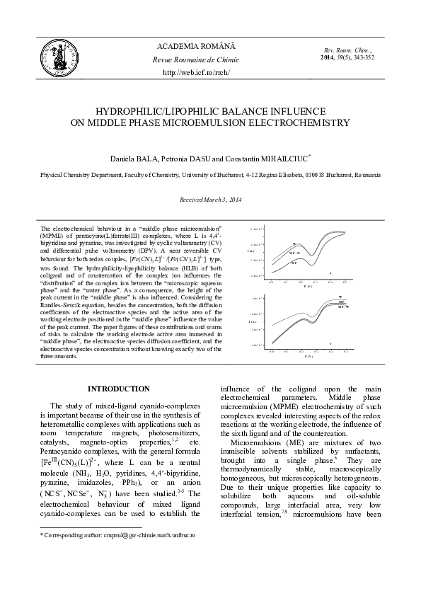 (PDF) Hydrophilic / Lipophilic Balance Influence on Middle Phase ...