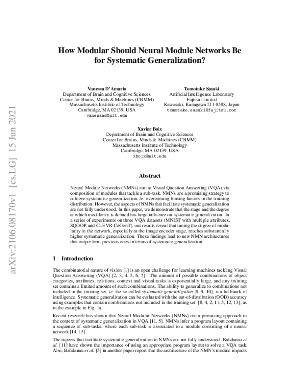 (PDF) How Modular Should Neural Module Networks Be for Systematic Generalization?