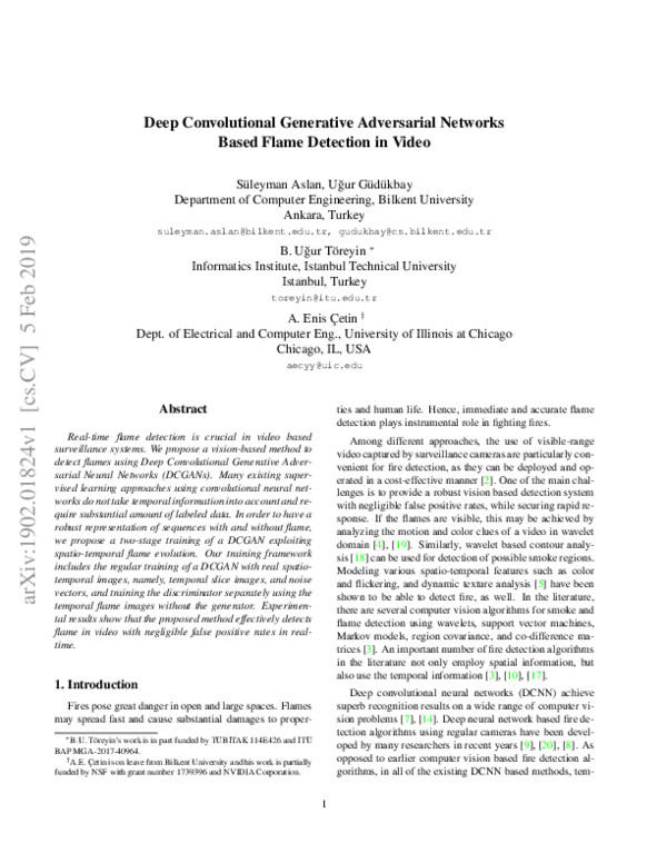 (PDF) Deep Convolutional Generative Adversarial Networks Based Flame Detection in Video