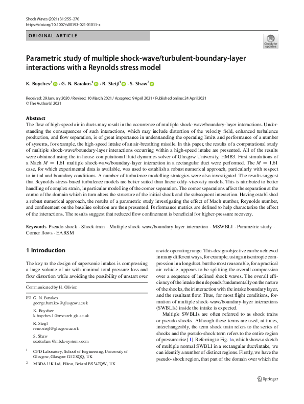 (PDF) Parametric study of multiple shock-wave/turbulent-boundary-layer interactions with a ...