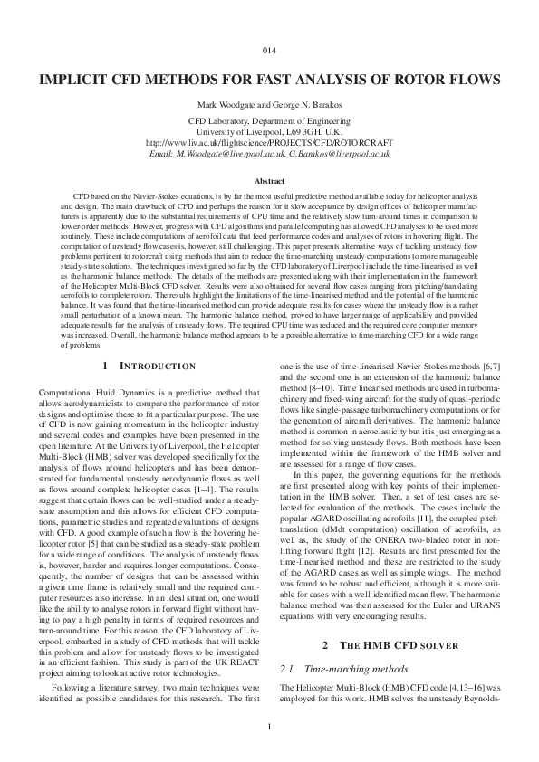 (PDF) Implicit CFD Methods for Fast Analysis of Rotor Flows