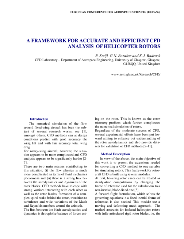 Pdf A Framework For Accurate And Efficient Cfd Analysis Of Helicopter