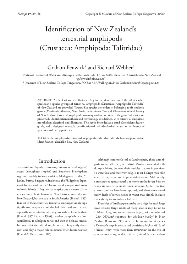 (PDF) IdentificationofNewZealand's terrestrialamphipods (Crustacea ...