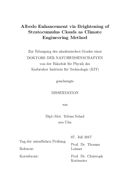 (PDF) Albedo Enhancement via Brightening of Stratocumulus Clouds as ...