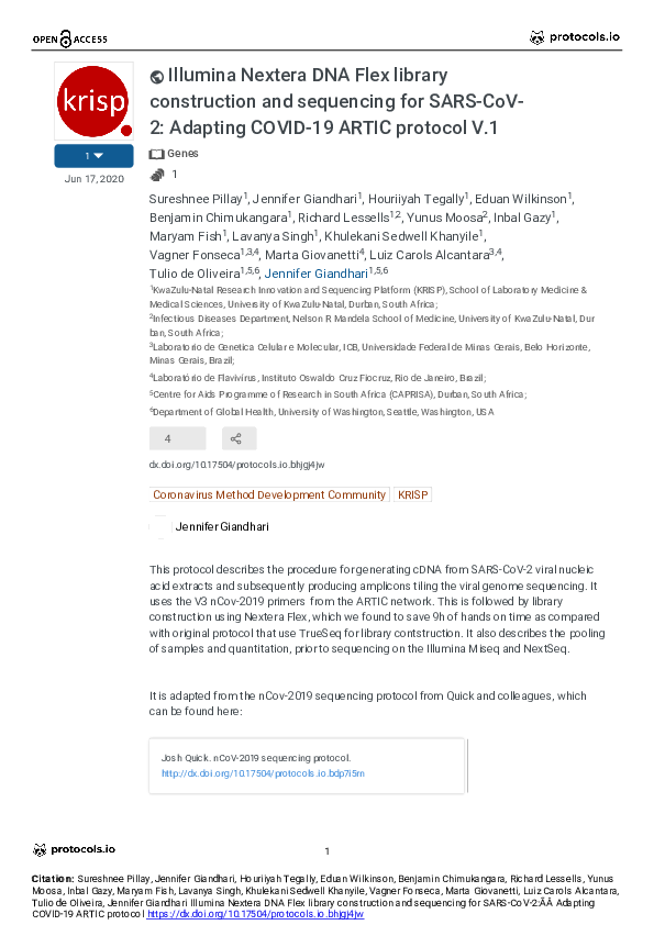 (PDF) Illumina Nextera DNA Flex library construction and sequencing for ...