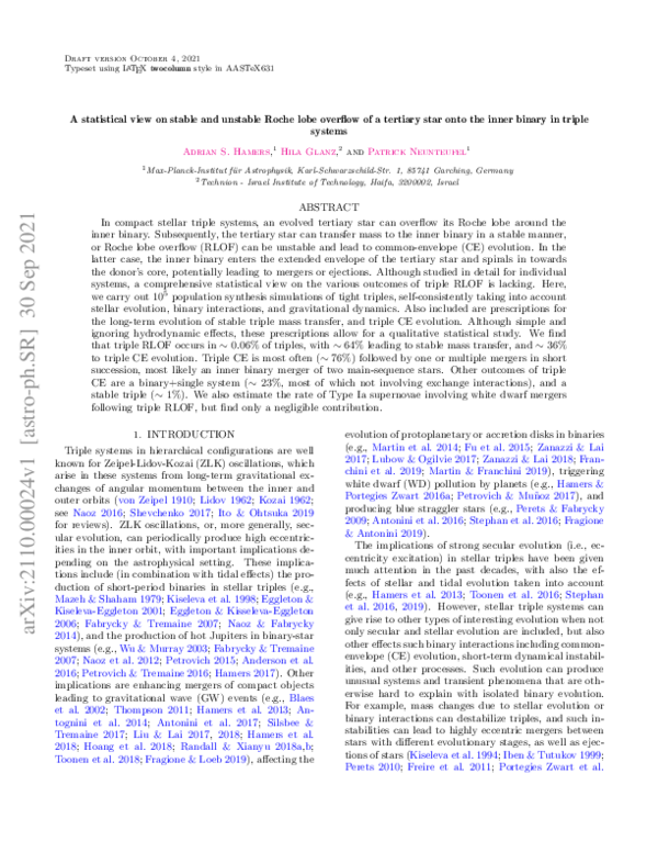 (PDF) A statistical view on stable and unstable Roche lobe overflow of ...