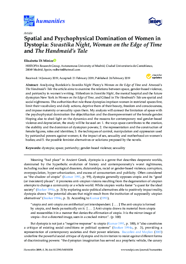(PDF) Spatial and Psychophysical Domination of Women in Dystopia ...