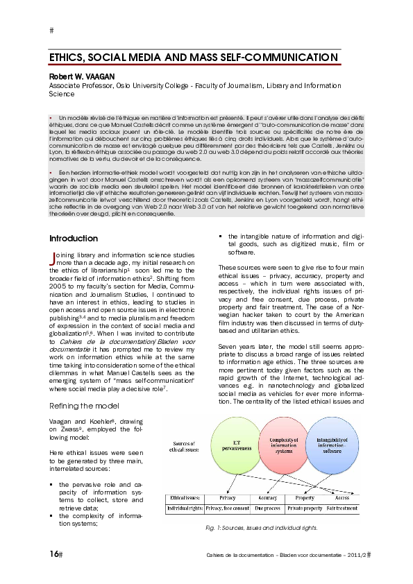 (PDF) Ethics, Social Media and Mass Self-Communication