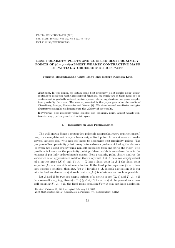 (PDF) BEST PROXIMITY POINTS AND COUPLED BEST PROXIMITY POINTS OF (ψ − ϕ ...