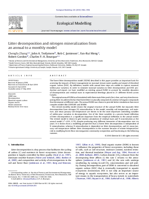 (PDF) Litter decomposition and nitrogen mineralization from an annual ...