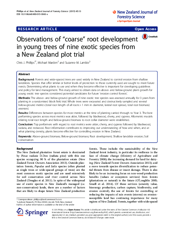 (PDF) Observations of “coarse” root development in young trees of nine ...