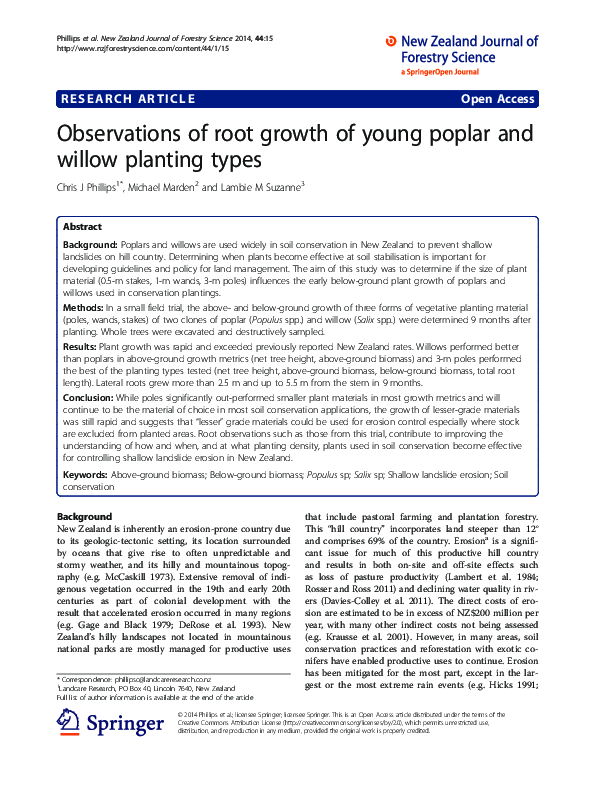 (PDF) Observations of root growth of young poplar and willow planting types