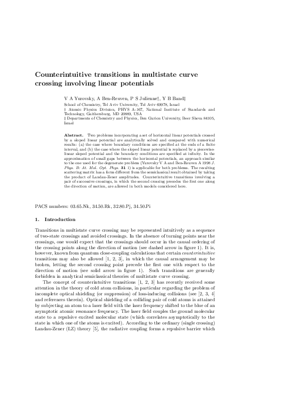 (PDF) Counterintuitive transitions in multistate curve crossing ...