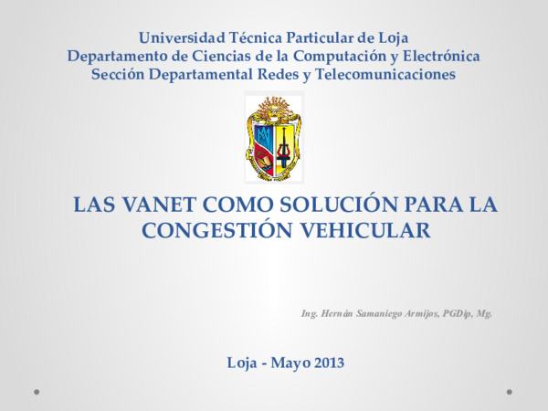 (PPT) Las Redes VANET como Solución para la Congestión Vehicular