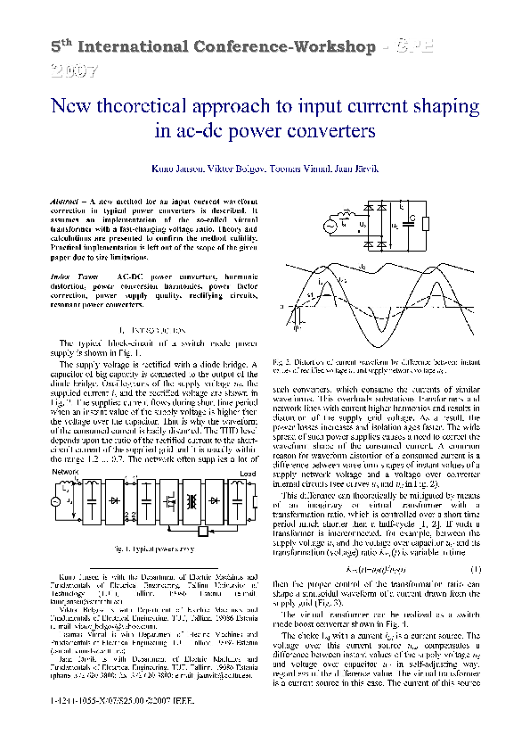 (PDF) New theoretical approach to input current shaping in ac-dc power converters