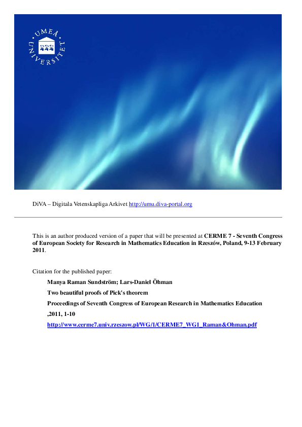 (PDF) Two beautiful proofs of Pick's theorem