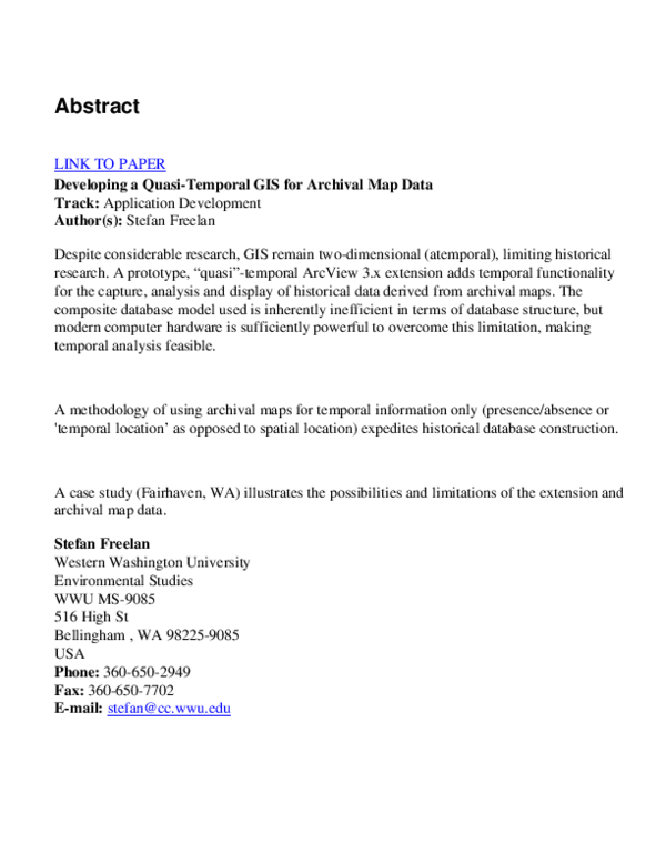 (PDF) Developing a Quasi-Temporal GIS for Archival Map Data