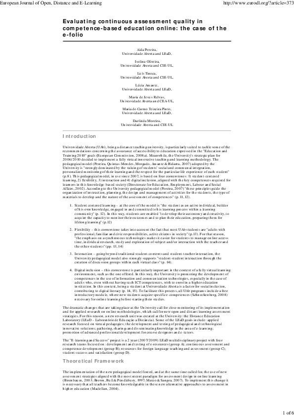 (PDF) Evaluating continuous assessment quality in competence-based ...