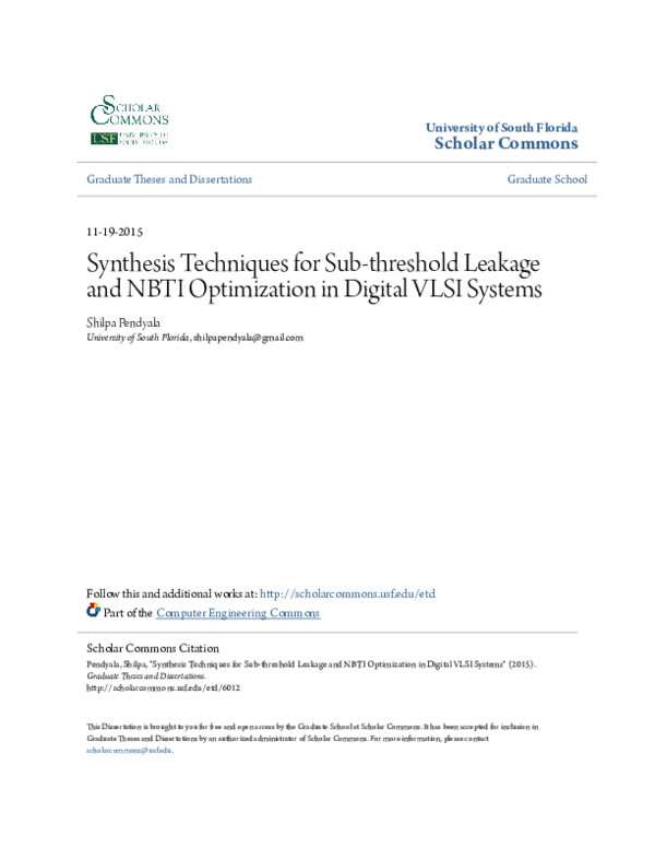 (PDF) Synthesis Techniques for Sub-threshold Leakage and NBTI ...