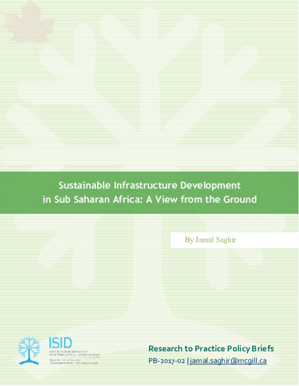(PDF) Sustainable Infrastructure Development in Sub Saharan Africa: A ...