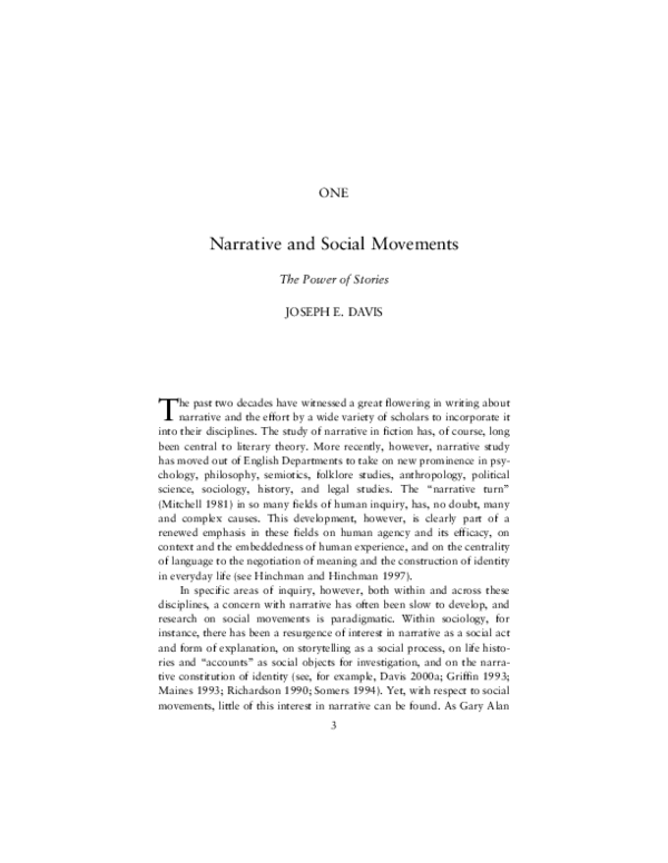(PDF) Narrative and Social Movements: The Power of Stories