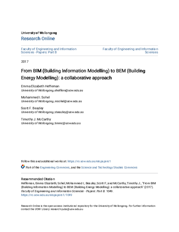 (PDF) From BIM (Building Information Modelling) to BEM (Building Energy ...