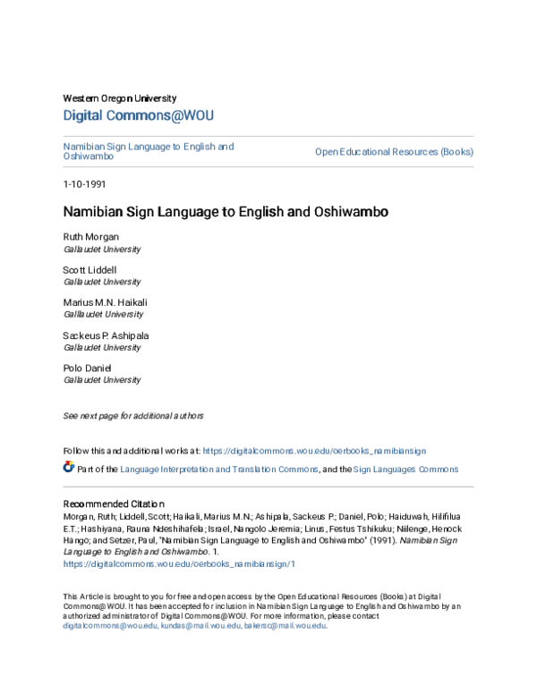 (PDF) Namibian Sign Language to English and Oshiwambo