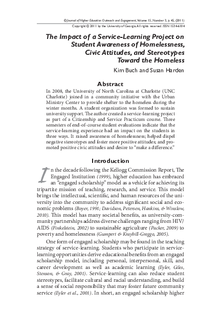 (PDF) The Impact of a Service-Learning Project on Student Awareness of ...