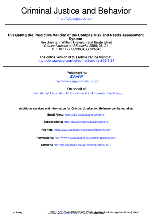 (PDF) System Evaluating the Predictive Validity of the Compas Risk and ...