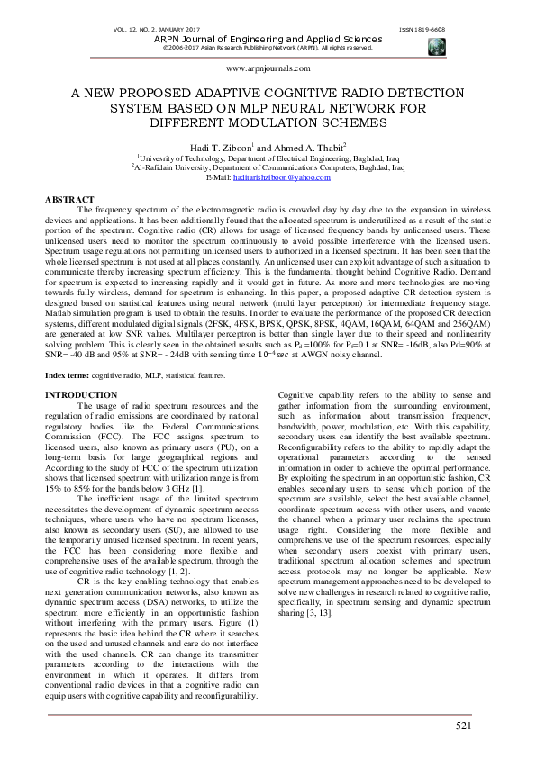 Pdf A New Proposed Adaptive Cognitive Radio Detection System Based On