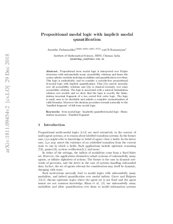 (PDF) Propositional Modal Logic with Implicit Modal Quantification
