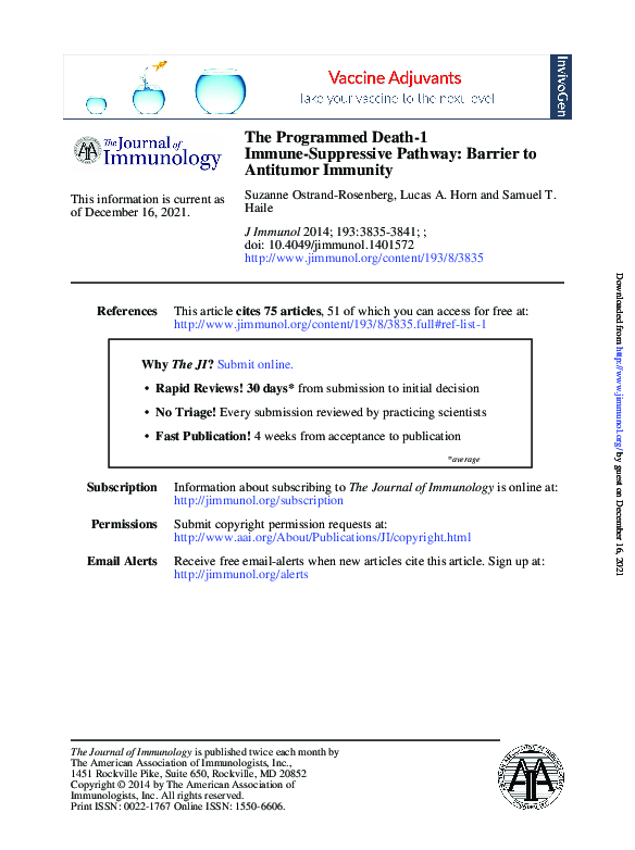(PDF) The programmed death-1 immune-suppressive pathway: barrier to ...