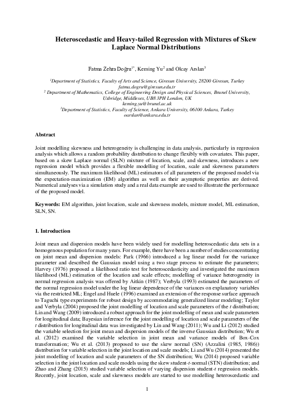 Pdf Heteroscedastic And Heavy Tailed Regression With Mixtures Of Skew Laplace Normal Distributions