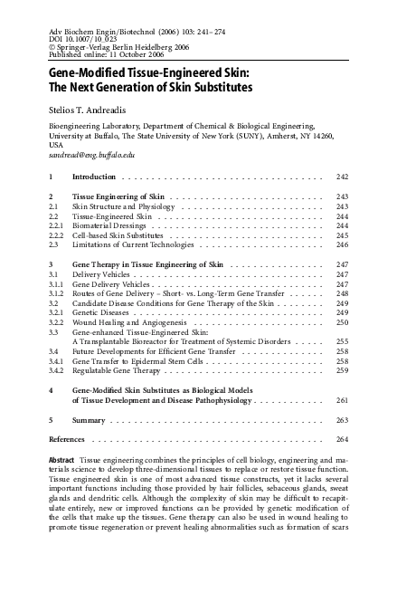 (PDF) Gene-modified tissue-engineered skin: the next generation of skin ...