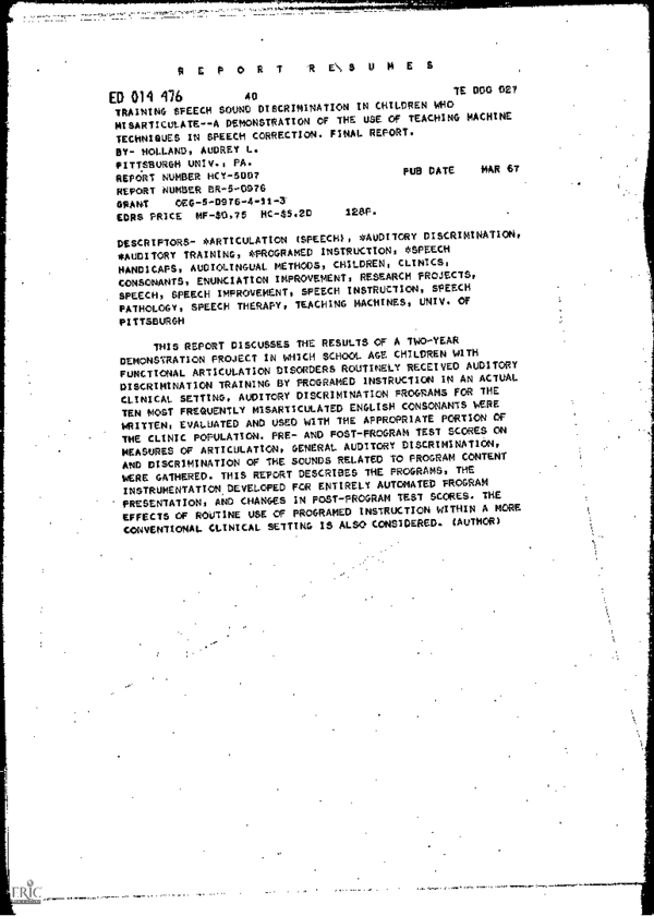 (PDF) Training Speech Sound Discrimination in Children Who ...