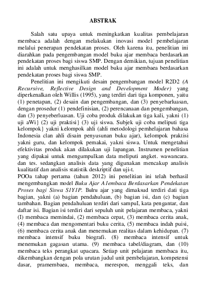 (PDF) Pengembangan Model Buku Ajar Membaca Berdasarkan Pendekatan Proses Bagi Siswa SMP