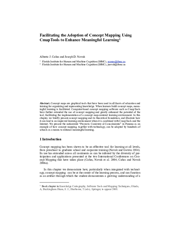 (PDF) Facilitating the Adoption of Concept Mapping Using CmapTools to Enhance Meaningful Learning 1