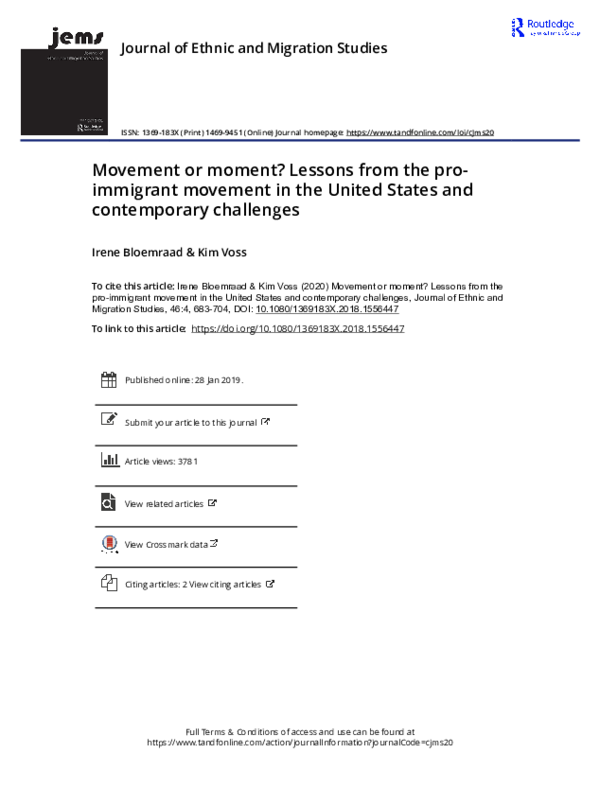 (PDF) Movement or moment? Lessons from the pro-immigrant movement in ...